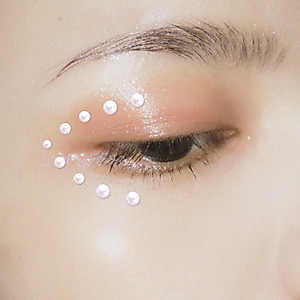 KINBOM 8 Sheets Face Jewels Stickers with Tweezers, Self-Adhesive Face Diamonds for Makeup Stick on Glitter Face Gems Rhinestones Pearl Stickers for Body Art Skin Eye Nail Decoration Festival Party