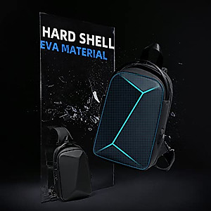 Fenruien Hard Shell Waist Pack for Men&Women with USB, Shoulder Pack Anti-Theft LockWaterproof 10.2 inch Single Strap for Travel Hiking Daily