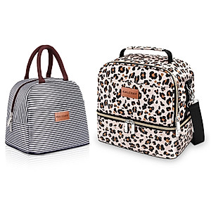 BALORAY Lunch Bag Women Men, Double Deck Lunch Box Insulated Lunch Bag for Adults Work Office Picnic, Leakproof Cooler Bag with Adjustable Shoulder Strap