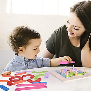 FUN LITTLE TOYS 27 PCs Preschool Learning Toys Stacking Blocks Wooden Letters Number Shape Puzzles for Kids, Educational Toys Letter Board Set for Boys & Girls