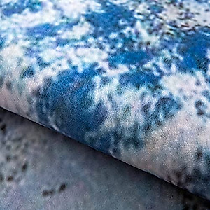 Modern Abstract Area Rug 5'3" X 7'6" Washable, Non Slip Rugs for Living Room Bedroom Dining Room Kids and Pets Friendly Nursery Kitchen Farmhouse, Indoor and Outdoor Carpets Dark Blue/Grey