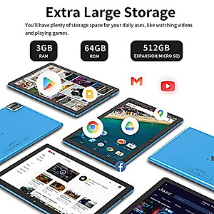 VOLENTEX Tablet 10 Inch Android 12, 3GB RAM 64GB ROM 512GB Expand ...