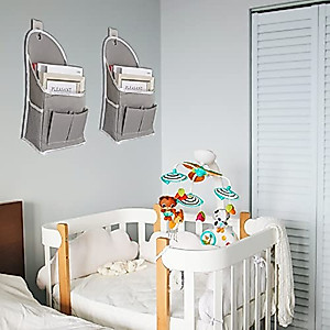 2 Pack Wall Hanging Storage Bag with Pockets, Locker Organizer Basket with Sticky Hook, Fabric Wall Organizer, Waterproof Hanging Bag for Closet Door Bedroom Bathroom Office Home Kitchen(Grey)