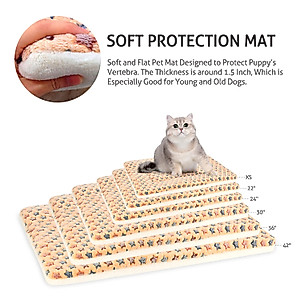 Mora Pets Cat Bed Dog Crate Pad Ultra Soft Pet Bed with Cute Star Print Washable Crate Mat for Small Dogs and Indoor Cats Reversible Fleece Dog Kennel Pad Cat Carrier Mat 14 x 17.5 inch Brown