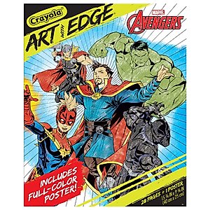 Crayola Art With Edge Marvel Avengers Coloring Pages (28pgs), Superhero Coloring, Adult Coloring Pages, 8"x10", Gift for Teens