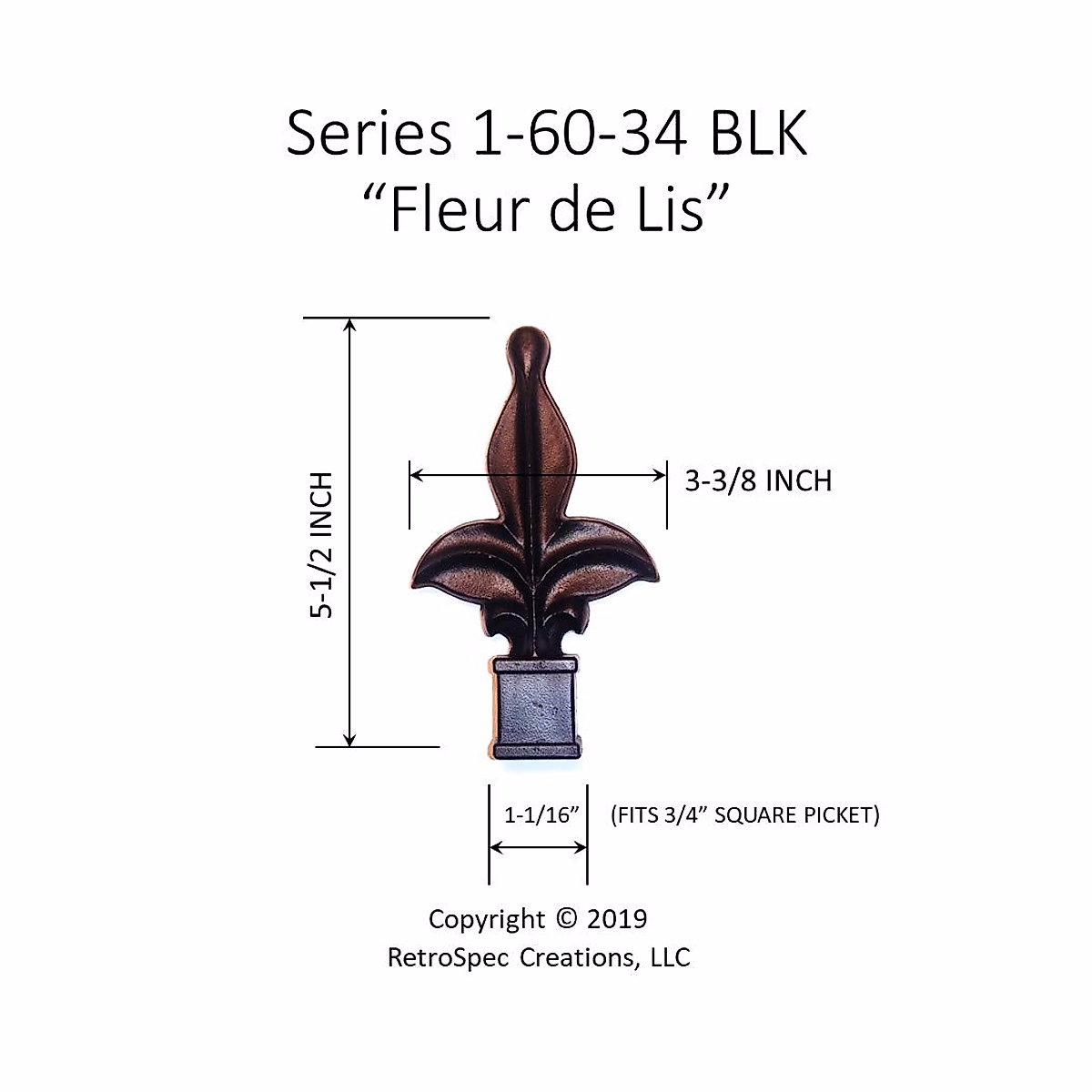 Retrospec Creations 25 Each for 3/4” Plastic Finial Tops for Iron Picket Fence Tops Fleur De Lis – #1-60-34