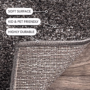 nuLOOM 2' x 3' Performance Indoor Area Rug, Non-Shed, Power Loomed High-Traffic Area Rug for Living Room, Bedroom, Home, Julene Charcoal