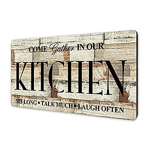 Kitchen Signs Farmhouse Kitchen Wall Decor Rustic Kitchen Wall Art-Come Gather in Our Kitchen-Kitchen Signs Wall Decor Size 16"x8"