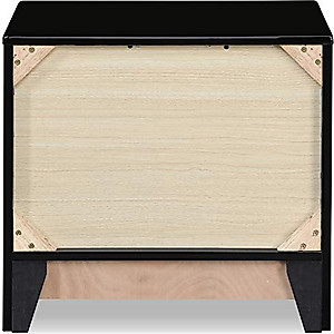 ClickDecor Hudson End Side Nightstand with 2 Drawers, Wooden Accent Table for Bedroom with Matte Chrome Handle, Black