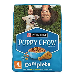 Trase A Puppy Chow Complete Dry Dog Food, High Protein with Farm-Raised Real Chicken, 4 lb Bag, Healthy Growth, Balanced Nutrition, Essential Vitamins and Minerals, Premium Puppy Formula