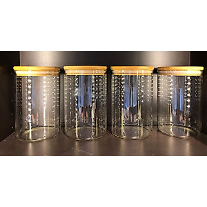 Glass Food Storage Containers Jar Seal Bamboo Lids, Stackable 30oz Set of 3, Pantry Storage Jar for Flour rice Cereal Sugar Tea Coffee Beans Snacks