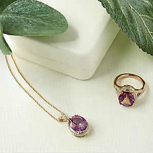 Timeless Love Pink Quartz & 1/5 CT Diamond Ring Set in Polished 14K Pink Gold over Sterling Silver, 0.83"x0.56" Ring, Statement Piece Jewelry for Women, Women’s Fashion Rings, Luxury Rings for Women