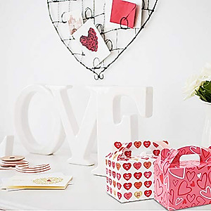 Moretoes 52 Pack Valentine Gable Treat Boxes Cardboard Paper Goodie Boxes Party Supplies, Candy Treat Cookie Boxes