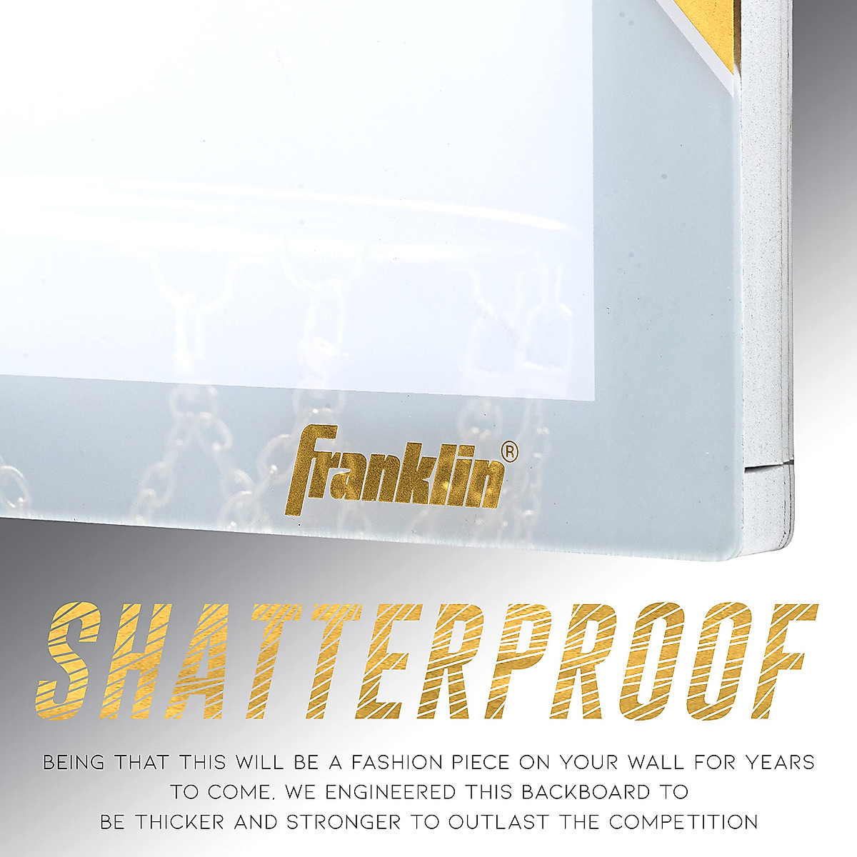 Franklin Sports Mini Basketball Hoop - Premium Gold Chrome Wall Mounted Backboard Mini Hoop with Rim + Net - Ball Included - Perfect Bedroom Accessory