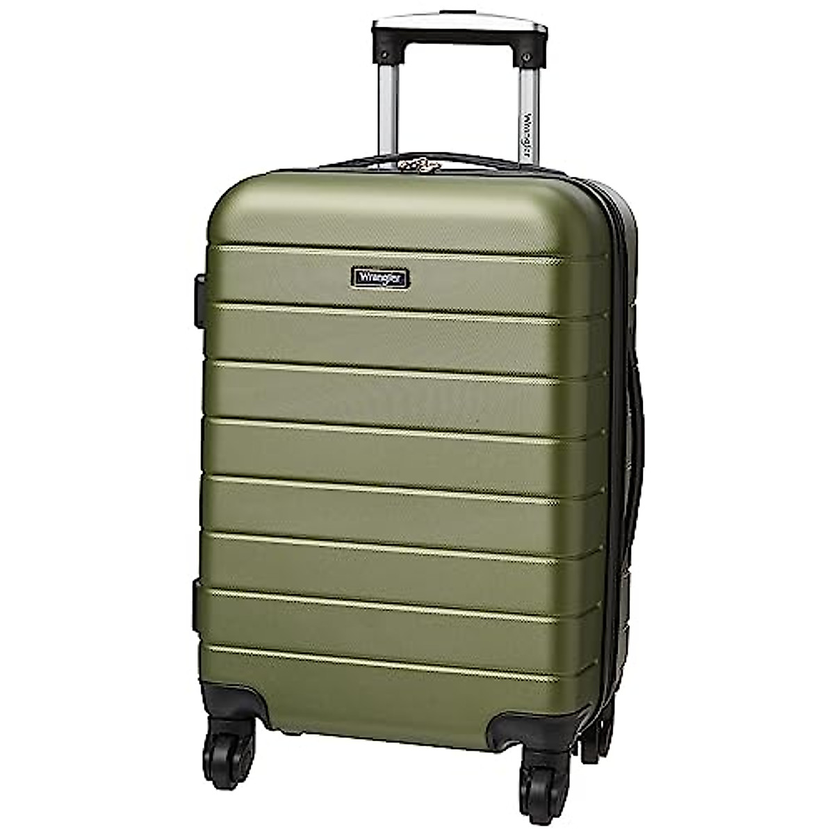 Wrangler Smart Luggage Set with Cup Holder and USB Port, Olive Green, 20-Inch Carry-On