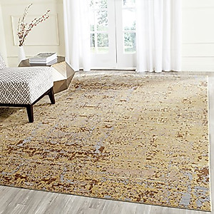 Safavieh Mystique Collection Area Rug - 8' x 10', Gold & Multi, Modern Abstract Distressed Design, Non-Shedding & Easy Care, Ideal for High Traffic Areas in Living Room, Bedroom (MYS971C)