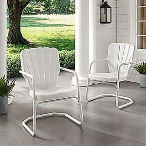 Crosley Furniture CO1031-WH Ridgeland Retro Metal Chair, White Gloss, Set of 2