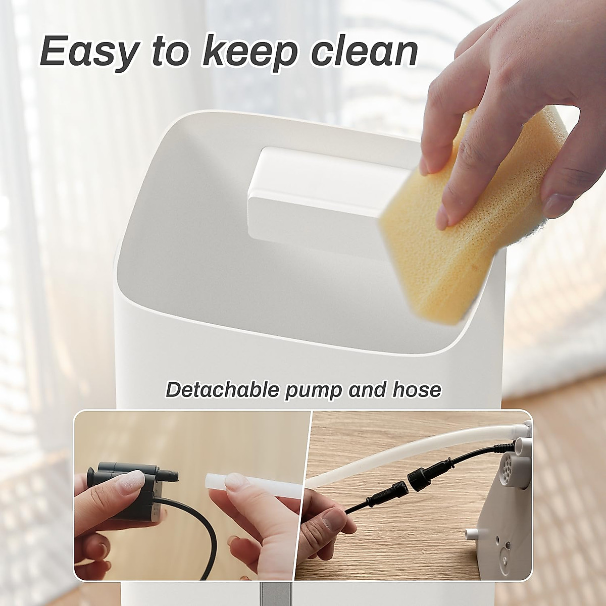 Humidifier Large Room, 2.1Gal/8L Humidifiers for Home, Humidifiers for Bedroom with Essential Oil Diffuser, Top Fill Whole House Cool Mist Humidifiers for Plants Baby Kids Adults Office, White