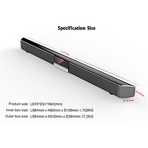SDGH Soundbar TV 40W Home Theater System Wreless 5.0 Speaker with Control for Coaxial Optical Subwoofer Sound Box