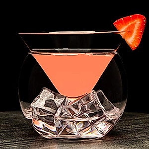 LEMONSODA Stemless Martini Glasses with Chiller Set of 2 - Elegant Cocktail Glass Set with Server Bowl - Beautiful Bar Martini Gift Set for Margarita, Manhattan Cocktails | SC2025