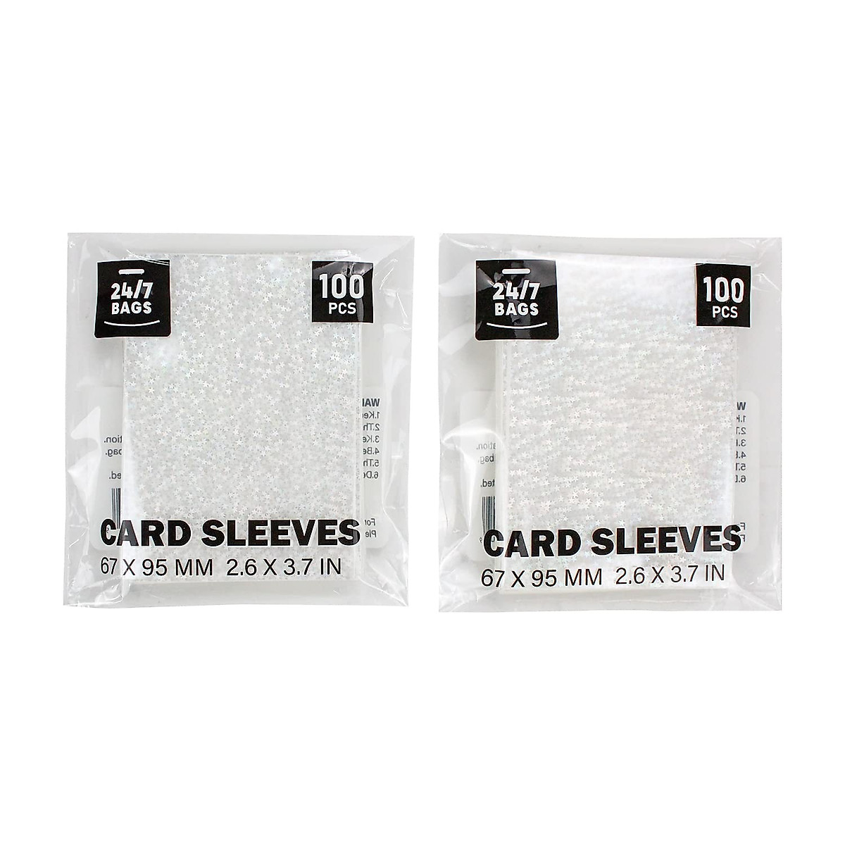 200 Top Entry Card Sleeves, 2.6”x3.7” .1 MM Thick, PVC-Free, Clear Front & Holographic Back, TCG & Collection Cards