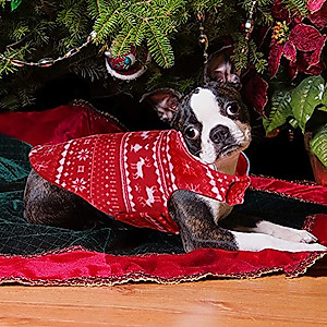 Filhome Christmas Dog Winter Coats Pet Sweater Reversible Dog Jacket Reflective Dog Vest Clothes Cold Weather Christmas Costume Dog Clothes for Small to Medium Sized Dogs and Cats（L）