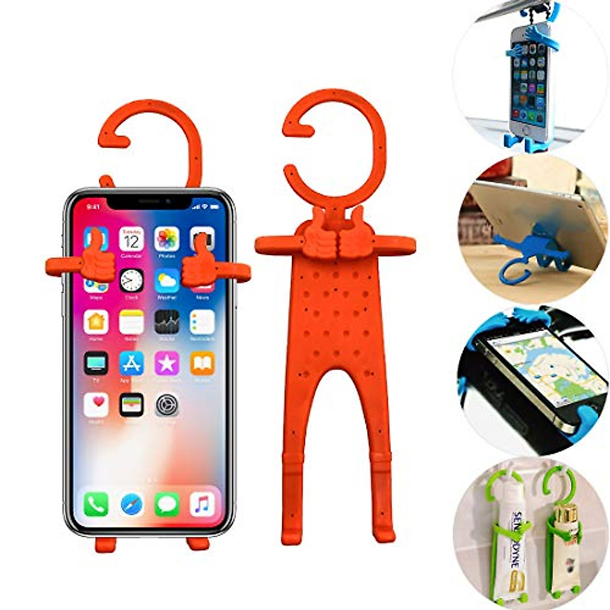 UnderReef Flexible Cell Phone Holder Hands-Free Universal Car Mount,GPS Navigation Battery Charging Desktop Stand (4 Pack A)