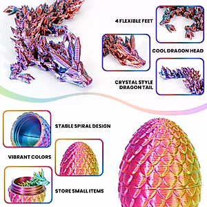 YILCER 4PCS 3D Printed Dragon Eggs with Dragon Inside Easter Basket Essentials Prefilled Easter Eggs with Toys Mini Easter Basket Stuffers Mystery Dragon Egg Fidget Toy 3D Printed Animals Toy
