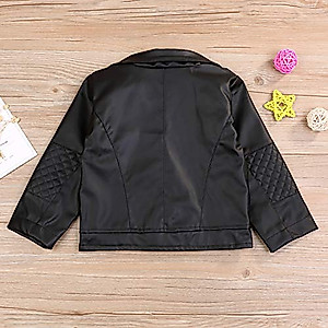 Toddler Boys Girls Motorcycle Faux Leather Jackets Coat Winter Outwear for 1-5Y (Black, 12M)