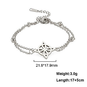 LIKGREAT Witches Knot Bracelet Celtic Knot Wiccan Bracelet For Women Wiccan Symbol Charm Vintage Geometry Jewelry (beaded chain, silver)