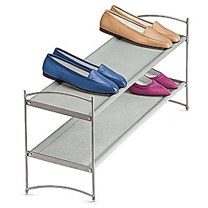 Lynk Vela Stackable Shoe Shelves 2 Tier - Shoe Rack Shelf - Platinum