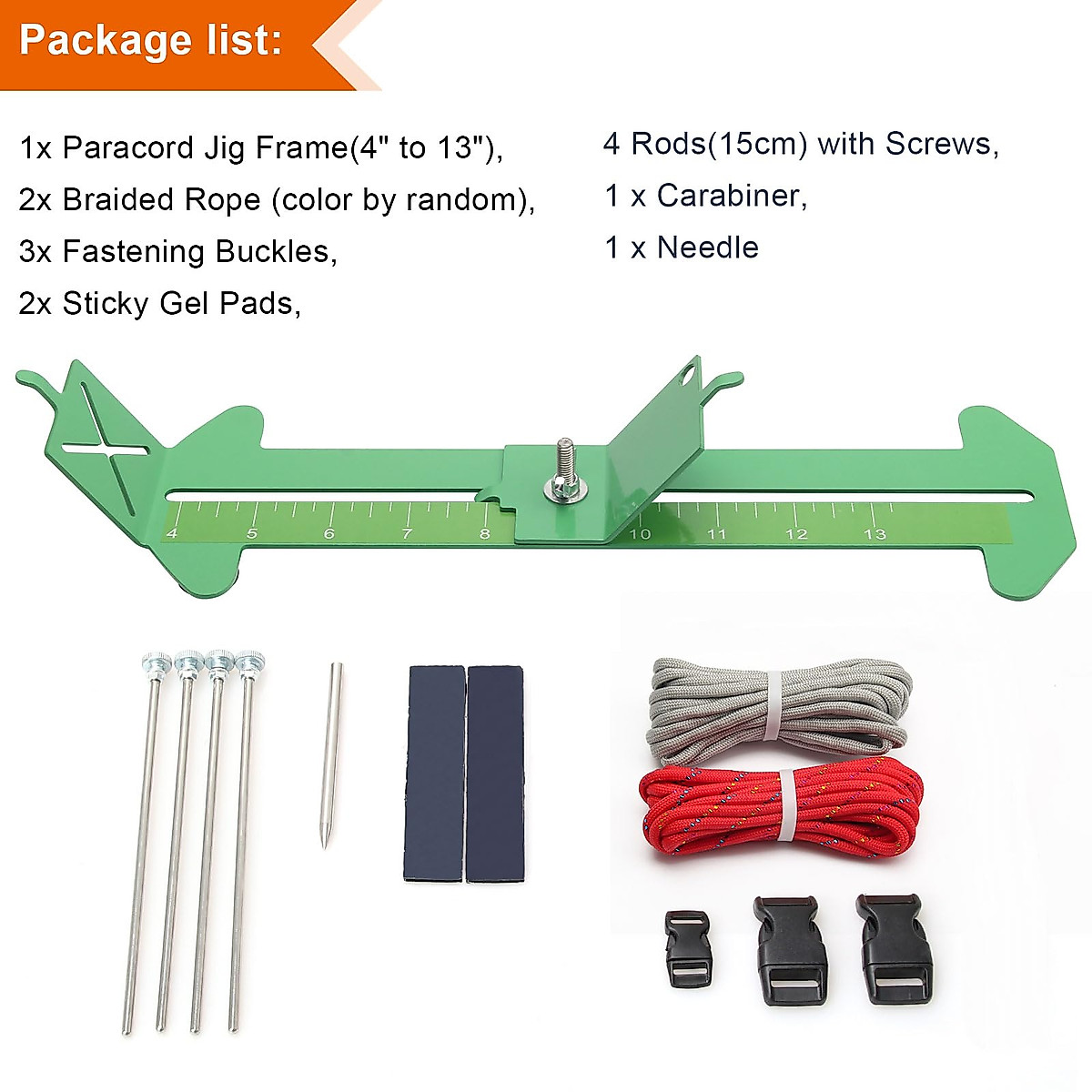 Catcan 2 in 1 Paracord Bracelet Jig, Paracord Bracelet Making Kit, Adjustable Length DIY Craft Monkey Fist Jig Tools 4" to 13" with Free Cord and Buckles