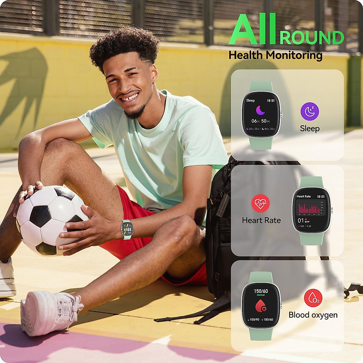 anyloop Fitness Tracker Watch with 24/7 Heart Rate Blood Oxygen Monitor, 1.69" Large Screen Activity Tracker with Pedometer, Sleep Monitor, Calories & Step Counter, Sports Smart Watch for Women Men