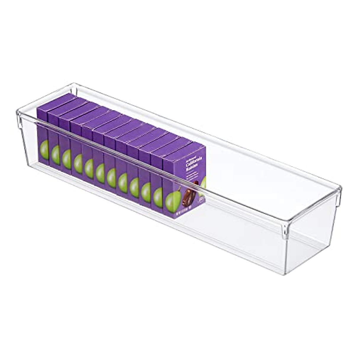 mDesign Plastic Stackable Kitchen Drawer Storage Organizer Tray Containers for Pantry, Drawers, Cupboard, Shelf, or Counter - Holds Utensil, Gadget, and Snacks - Lumiere Collection - 2 Pack - Clear