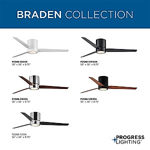 Progress Lighting Braden Collection 56" Three-Blade Indoor Hugger Ceiling Fan