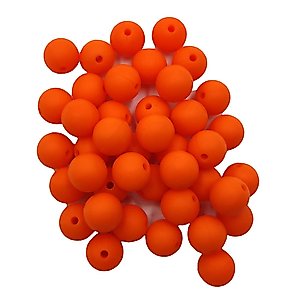 50pcs Orange Peel Color Silicone Round Beads Sensory 15mm Silicone Pearl Bead Bulk Mom Necklace DIY Jewelry Making DecorationQ