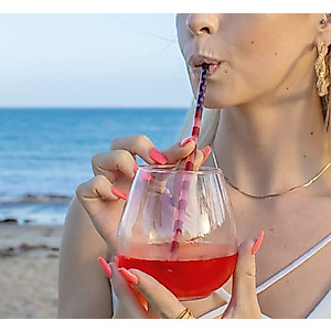 Lithos Outfitters, Old Glory Straws 20-Pack Red White Blue American Flag Reusable BPA-Free Plastic Drinking Straws