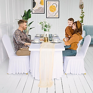 Gauze Table Runner 142 in Long 12 ft Bulk Ivory Nude Cheesecloth Table Runner - Table Cloth for Wedding Decor, Rustic Table Runner Boho Chick Rustic Wedding Table Decor - Long Table Runner for Wedding