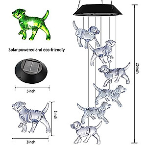 Dog Wind Chimes, Ousenone Solar Wind Chimes Color Changing Outdoor Unique Birthday Gifts for Women Gardening Gifts for mom Grandmother