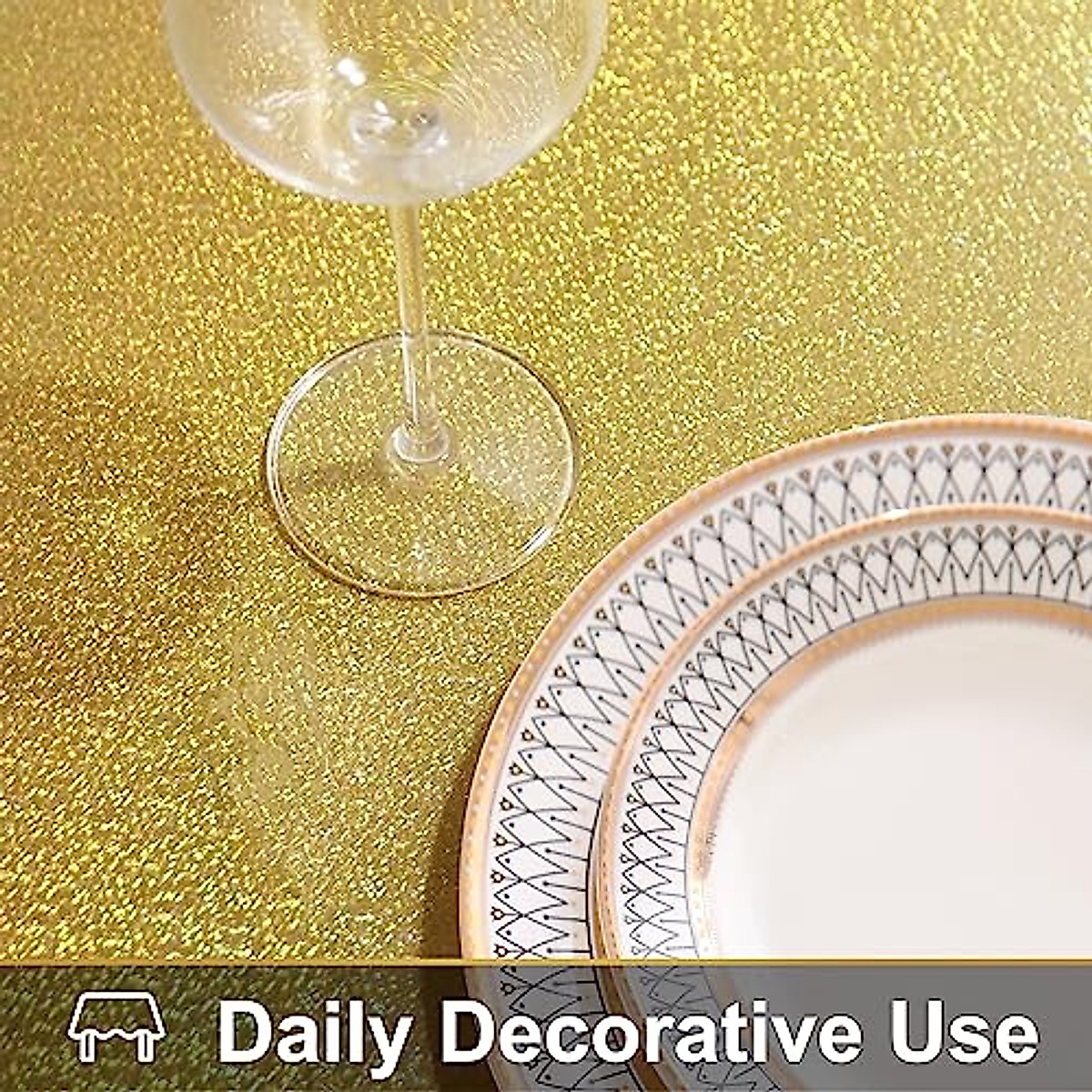 Spotjoy Sequin Rectangle Tablecloth 60 x 84 Inch, Sparkle Glitter Table Cloth for Parties, Decorative Shiny Tablecloths for Wedding Birthday Banquet, Gold