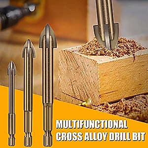 10PCS Efficient Universal Drilling Tool,Multi-Function Triangle Cross Alloy Drill Bit Tip Tools,Concrete Carbide Drill Tap Bit Set Suitable for Glass, Ceramic Tile Wall, and Wood (3mm-12mm)