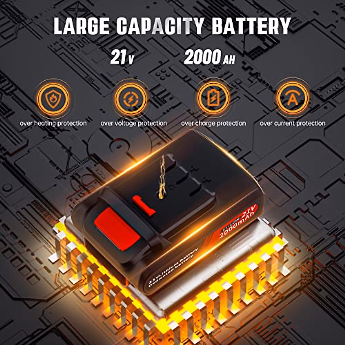 Dragro Electric Pruning Shears Replace Battery, DC21V 2000mAH Lithium Battery, Only Applicable Electric Pruner 1.2inch/30mm (Only 1 Pack)