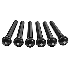 Plastic Acoustic Guitar Bridge Pins Pegs-6pcs with 1pc Bridge Pin Puller Remover Guitar Parts Replacement Tool-Black