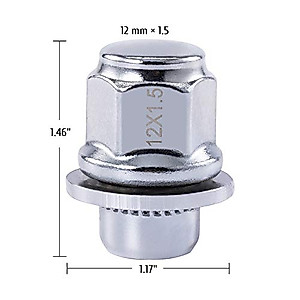 OMT M12x1.5 Lug Nuts, 12x1.5mm Wheel Lug Nuts Compatible with Toyota Avalon Camry Highlander Prius Sienna, Lexus IS300 LFA CT200h HS250h GS450h and More, Mag Lug Nut with Washer, Set of 20