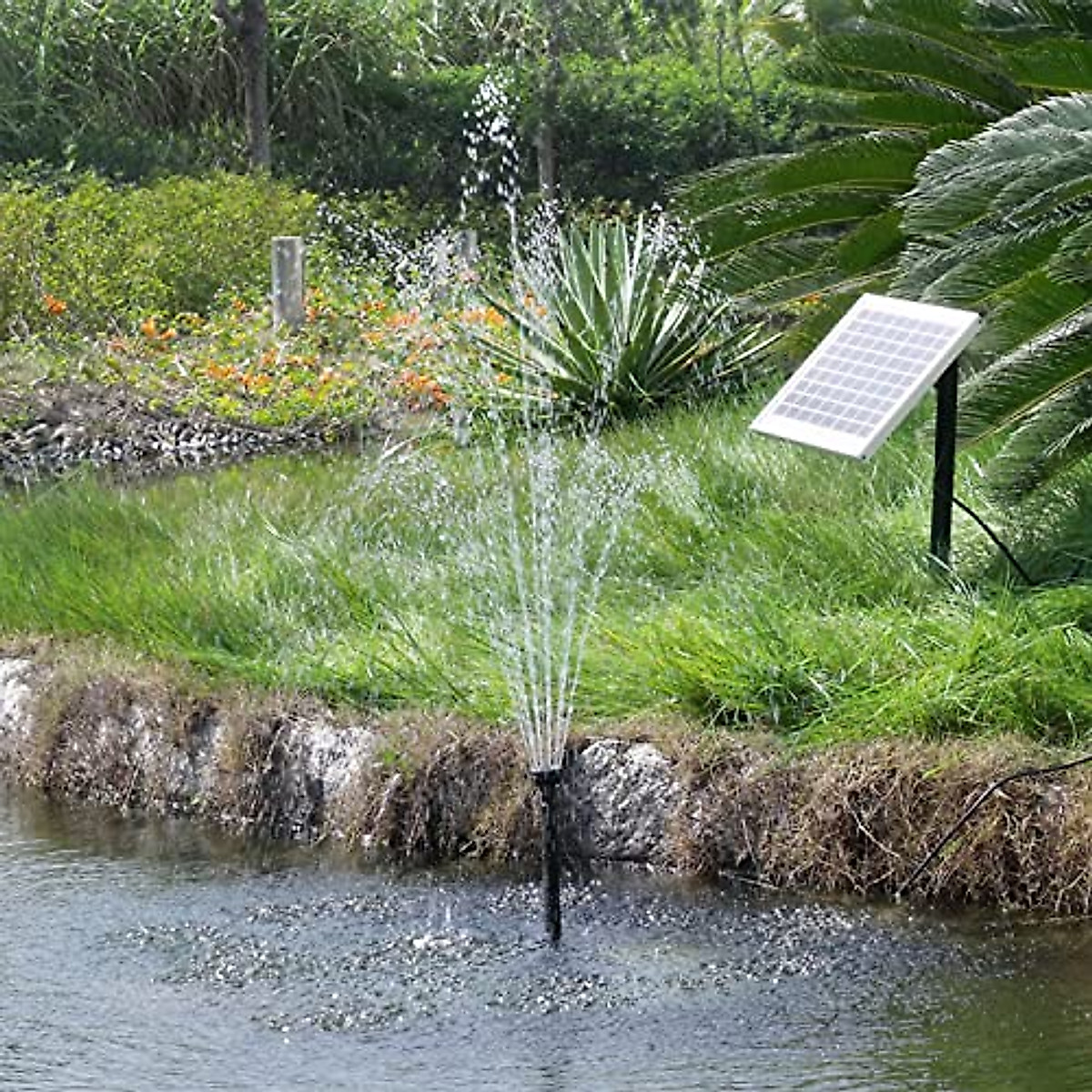 Sunnydaze Solar Water Pump and Panel Bird Bath Fountain Kit with 2 Spray Heads, 132 GPH, 56 Inch Lift - For Outdoor Garden, Pond, or Pool