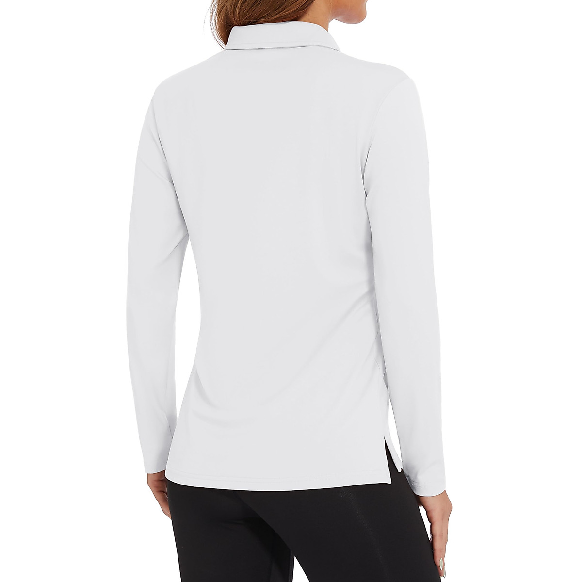 MAGCOMSEN Women's Tennis Polo Shirts UV Shirt Long Sleeve Collared Golf Athletic Shirts UPF 50+ Sun Shirt Women White, 2XL