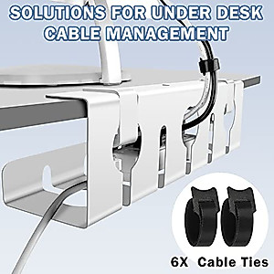 Under Desk Cable Management Tray - No Damage to Desk, Perfect Standing Desk Cable Management, Quszmd Under Table Cable Management Upgraded No Drill,Clamp Install Desk Cord Organizer Rack