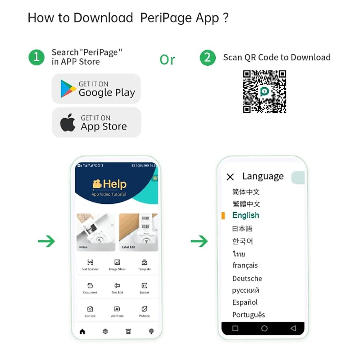 Bisofice PeriPage Portable Printer, A4 Wireless Bluetooth Travel Printer, Portable Thermal Printer Compatible with Android and iOS, Support 2''/3''/4'' Paper Width, Mobile Printer