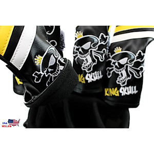 Guiote King Skull 1 3 5 H Golf Headcover Black Vintage Retro Driver Fairway Wood Hybrid Cover