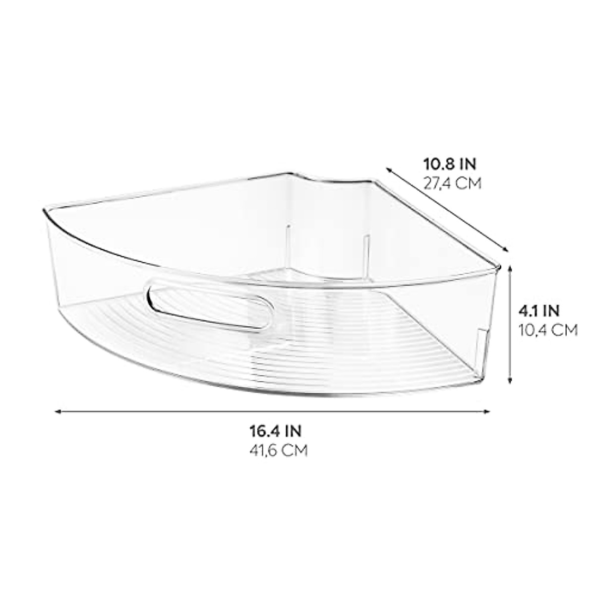 iDesign Recycled Plastic 1/4 Wedge Lazy Susan Turntable Organizer with Handle, Pantry, Bathroom & Recycled Plastic 3-Tier Stadium Spice Rack Organizer for Kitchen, Fridge, Freezer